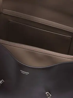FERRAGAMO Hug Medium Leather Tote - Brown