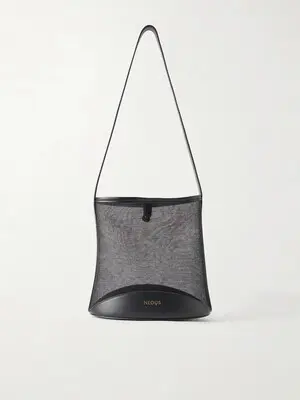 NEOUS Pardalis Leather-trimmed Mesh Bucket Shoulder Bag