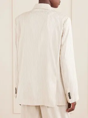 FRAME Avenue Double-breasted Striped Blazer