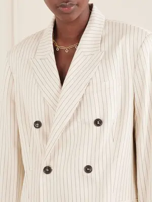 FRAME Avenue Double-breasted Striped Blazer