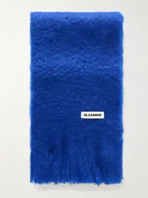JIL SANDER Fringed Virgin Wool Scarf - Blue