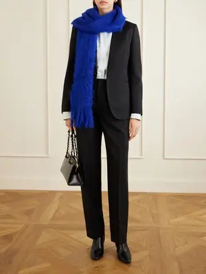JIL SANDER Fringed Virgin Wool Scarf - Blue
