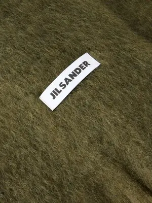 JIL SANDER Fringed Mohair And Wool-bend Scarf - Green