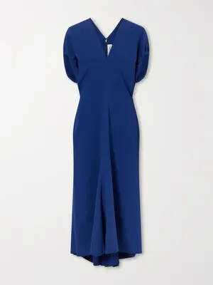 Victoria Beckham Edith Crepe Midi Dress With Cape Sleeves
