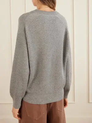 Brunello Cucinelli Ribbed-knit Metallic Cashmere-blend Sweater