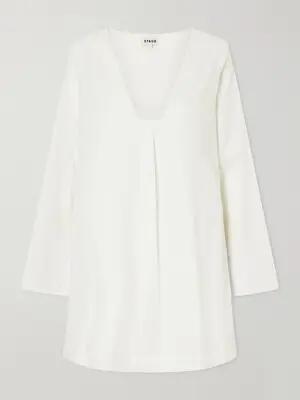 Staud Vivi Paneled Cotton Dress - Neutrals