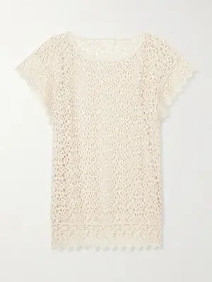 Suzie Kondi Kristina Crocheted Cotton Mini Dress - Neutrals