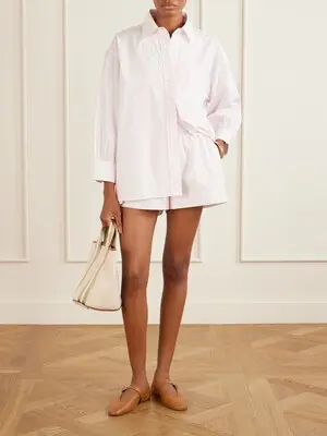 Suzie Kondi Striped Cotton-poplin Shorts