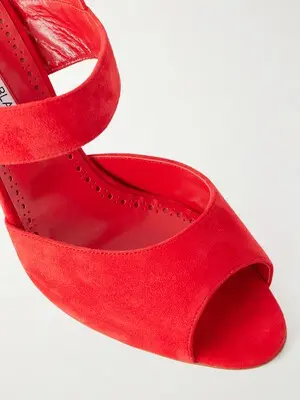 Manolo Blahnik Khiko Suede Block Heel Sandals