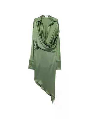 VESTIAIRE D'UN OISEAU LIBRE Asymmetric Draped Midi Dress - Green