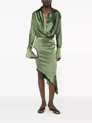 VESTIAIRE D'UN OISEAU LIBRE Asymmetric Draped Midi Dress