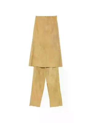 VESTIAIRE D'UN OISEAU LIBRE Strapless Suede Top And Trousers - Neutrals