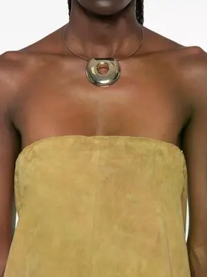 VESTIAIRE D'UN OISEAU LIBRE Strapless Suede Top And Trousers