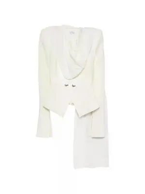 VESTIAIRE D'UN OISEAU LIBRE White Draped Bird-motif Jacket
