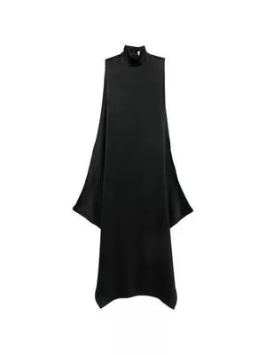 VESTIAIRE D'UN OISEAU LIBRE Satin High Neck Side-cutout Midi Dress - Black