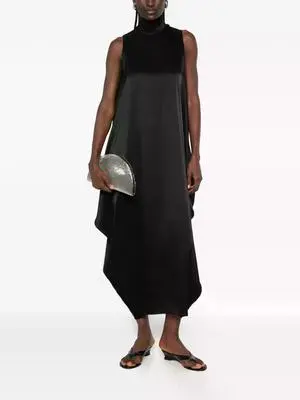 VESTIAIRE D'UN OISEAU LIBRE Satin High Neck Side-cutout Midi Dress