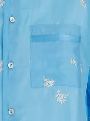 FORTE_FORTE Silk Shirt With Mandarin Collar And Floral Embroidery