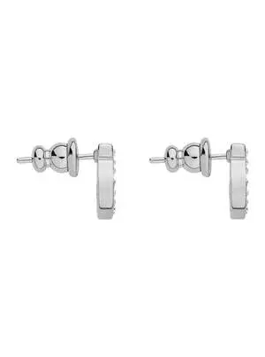 FERRAGAMO Gancini Design Earrings With Rhinestone Embellishments In Brass - Silver
