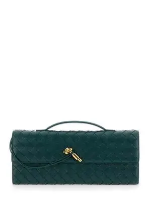 Bottega Veneta Andiamo' Clutch With Handle And Intreccio Motif In Leather For - Green