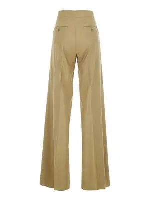 Max Mara Beige Wool And Silk Pants With Piped Pockets - Multicolor