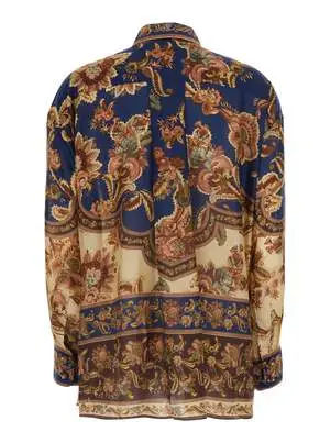 Zimmermann Aster Silk Shirt With Classic Collar And All-over Print - Multicolor