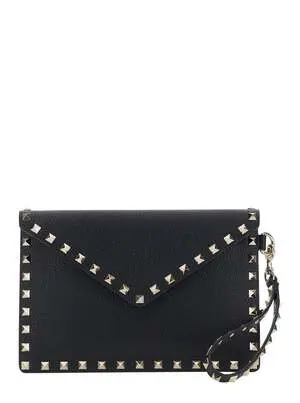 VALENTINO VALENTINO GARAVANI Medium Flat Pouch Rockstud Vitello Stampa Alce