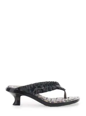 GANNI Melissa' Black Thong Sandals With Kitten Heel And Leopard Print In Leather For - Multicolor