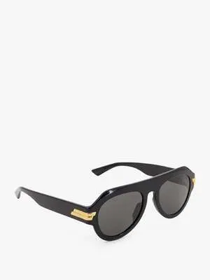 Bottega Veneta Oversized Acetate Sunglasses With Gold Finish Ribbon Detail