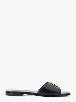 Gucci Slide Sandals With Metal Gg Logo - Multicolor