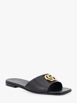Gucci Slide Sandals With Metal Gg Logo