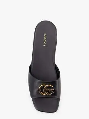 Gucci Slide Sandals With Metal Gg Logo