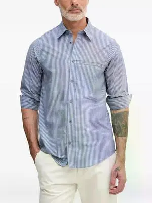 Armani Exchange Vertical-stripe Chest-pocket Shirt - Blue