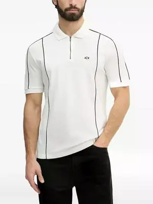 Armani Exchange Piped-trim Quarter-zip Polo Shirt - White