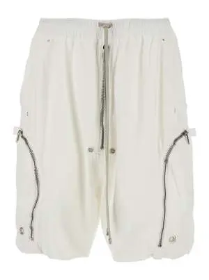 Rick Owens Bauhaus Pods' White Shorts With Elasticated Waist And Side Pockets In Cotton - Multicolor