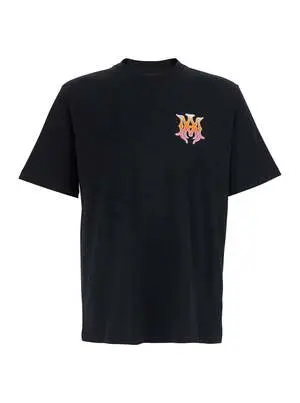 Amiri Black Crew Neck T-shirt With Print Detail On The Front And Maxi Print On The Back In Cotton For - Multicolor