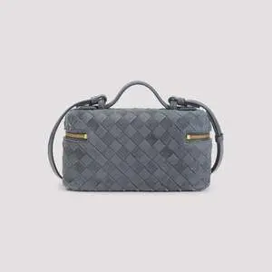 Bottega Veneta Bang Bang Intrecciato Suede Handbag - Blue