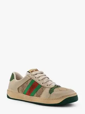 Gucci Screener Leather And Gg Supreme Fabric Sneakers - Beige