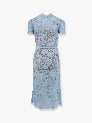 SELF-PORTRAIT Lace Midi Dress With Belt