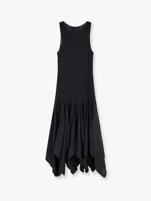 Loewe Embroidered Cotton Long Dress - Black