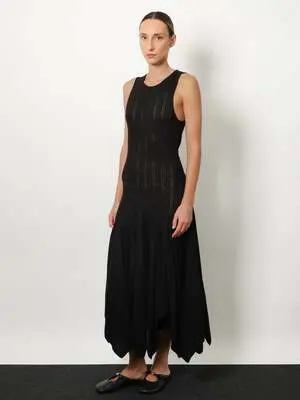Loewe Embroidered Cotton Long Dress - Black