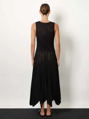 Loewe Embroidered Cotton Long Dress - Black