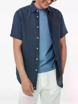 BENETTON Buttoned Short-sleeve Shirt - Blue