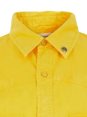 Versace Yellow Shirt With Button-down Collar And Two Patch Pockets On The Front In Cotton For