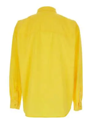 Versace Yellow Shirt With Button-down Collar And Two Patch Pockets On The Front In Cotton For - Multicolor