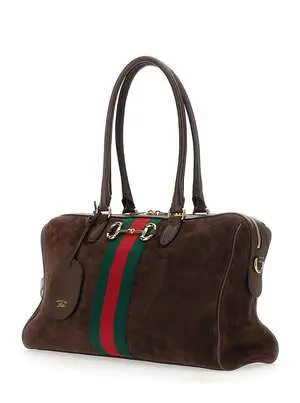 Gucci Suede Shoulder Bag With Horsebit Detail - Multicolor