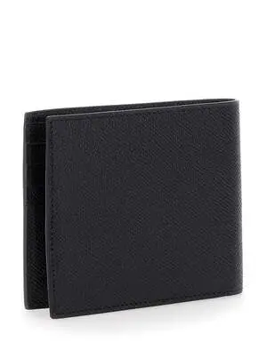 FERRAGAMO Bi-fold Wallet 'micro Gancini' With Grained Leather Logo - Black