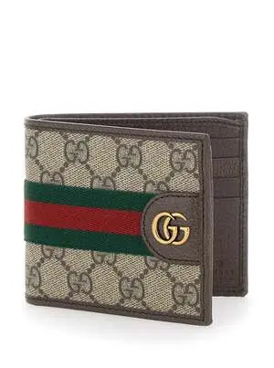 Gucci Wallet 'ophidia' With Gg Logo And Web Motif In Gg Canvas Beige - Multicolor