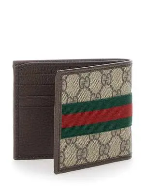 Gucci Wallet 'ophidia' With Gg Logo And Web Motif In Gg Canvas Beige - Multicolor