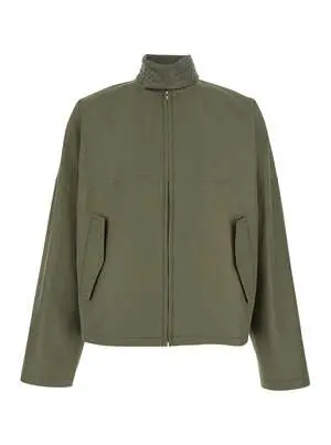Bottega Veneta Cotton Bomber Jacket With Intreccio Collar - Multicolor