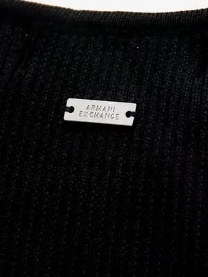 Armani Exchange Asv Logo-plaque Crop Top - Black
